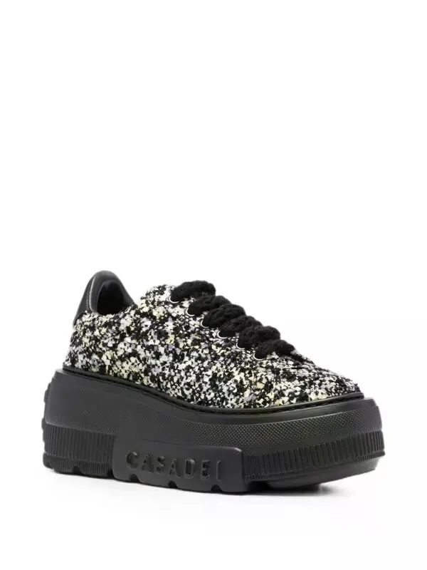 Casadei Bouclé-knit Platform Sneakers