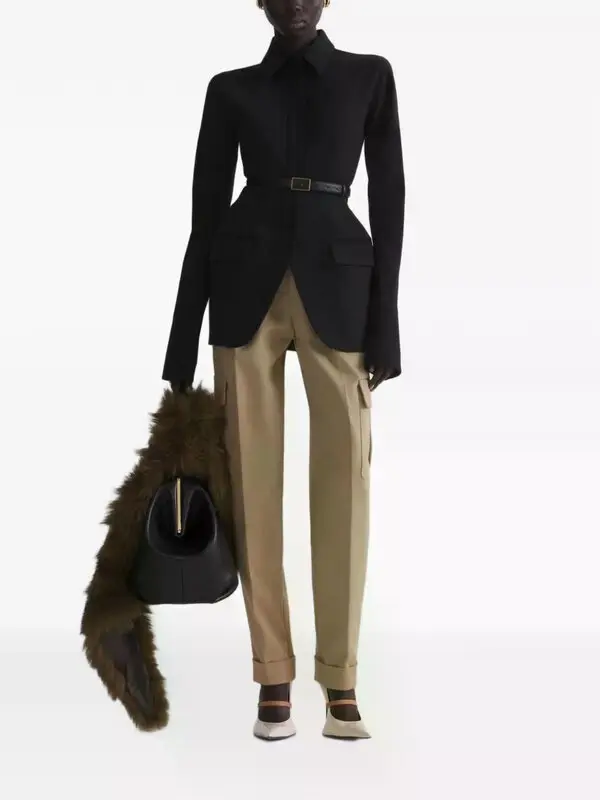 MUGLER Black Bistretch Wool Shirt Jacket