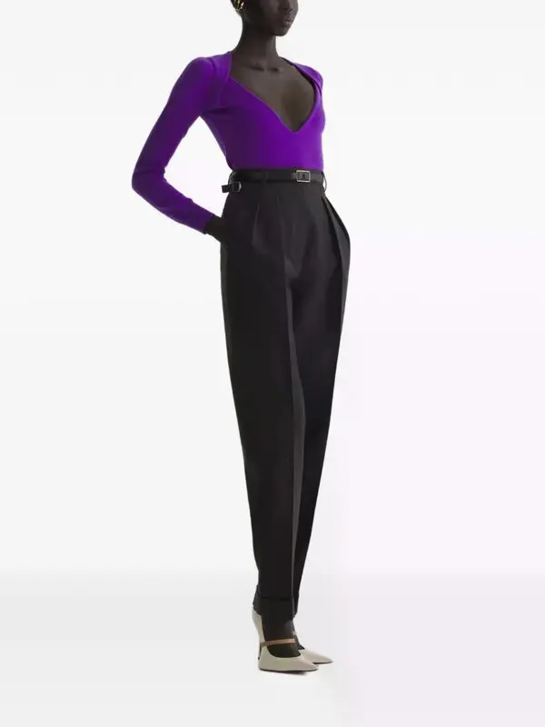 MUGLER Cashmere V-neck Knit Top