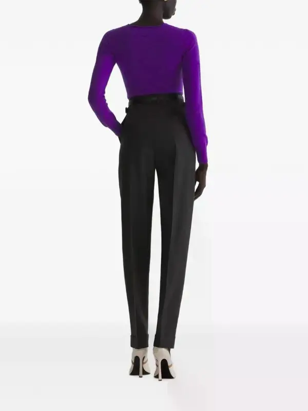MUGLER Cashmere V-neck Knit Top - Purple