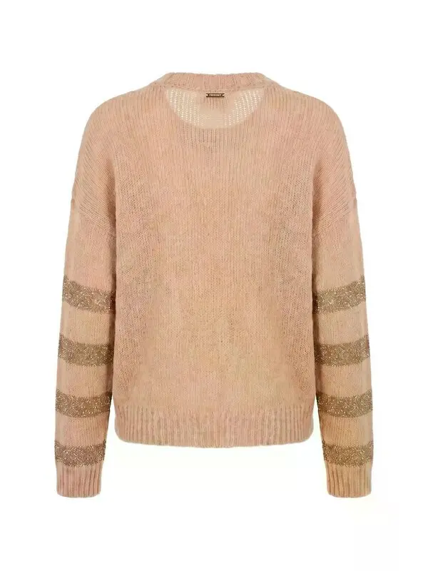 TWINSET Sequin-striped Round-neck Sweater