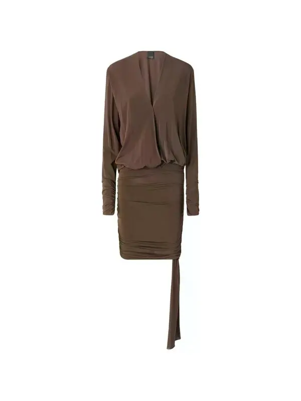 Pinko Ruched Draped Mini Dress - Brown