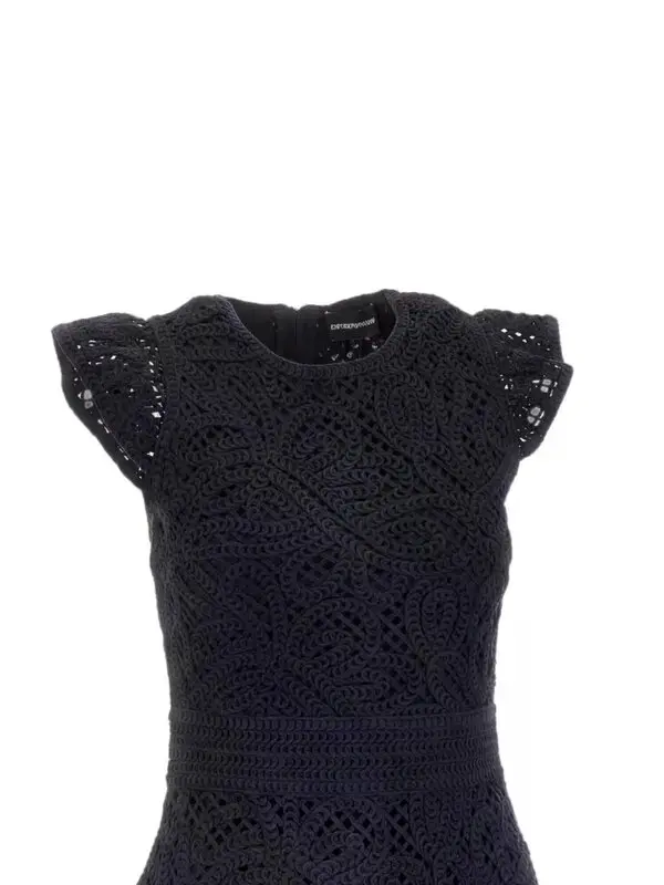 Emporio Armani Crochet-knit Ruffled Mini Dress