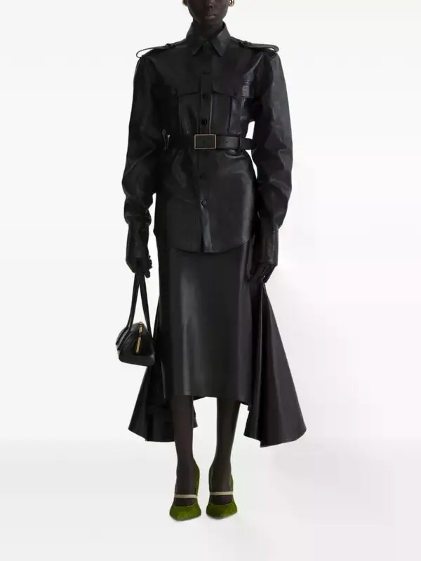 MUGLER Leather Military Shirt