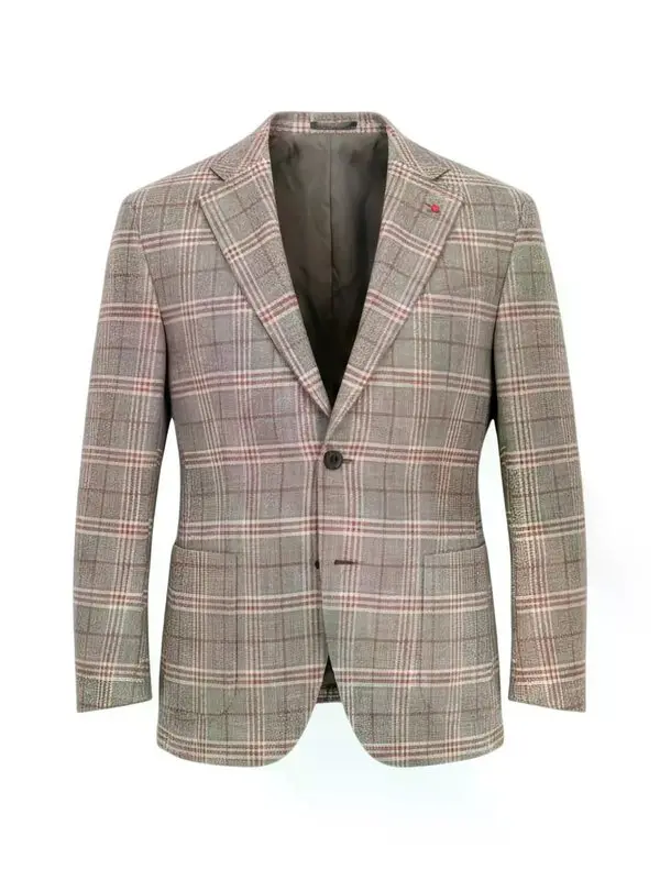 Isaia Check-pattern Notched-lapels Blazer