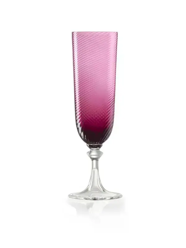 NASONMORETTI 3/67 Swirl-textured Champagne Flutes - Red