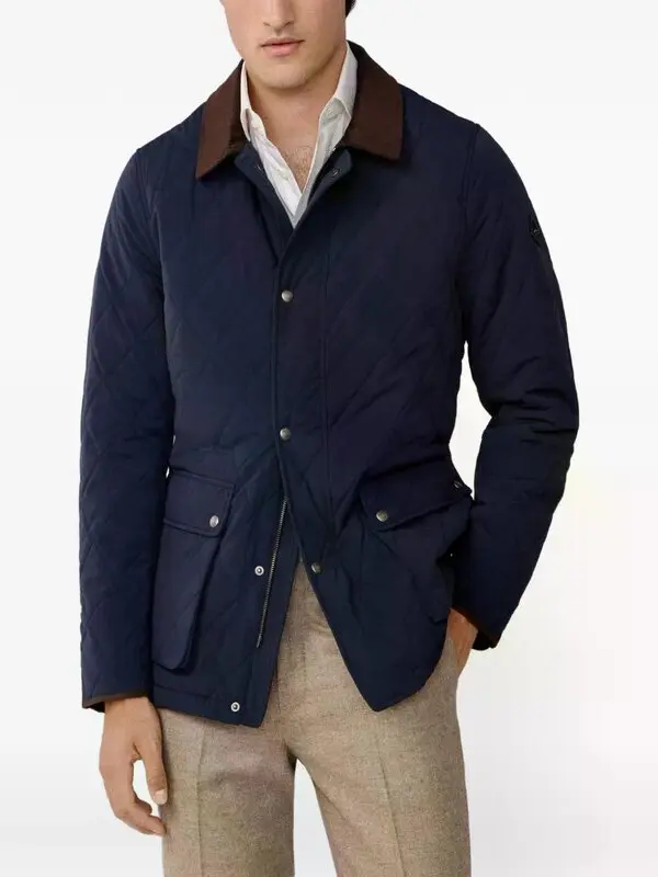 HACKETT LONDON Quilted Corduroy-collar Jacket