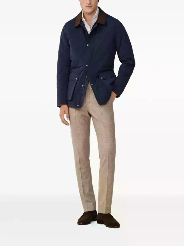 HACKETT LONDON Quilted Corduroy-collar Jacket