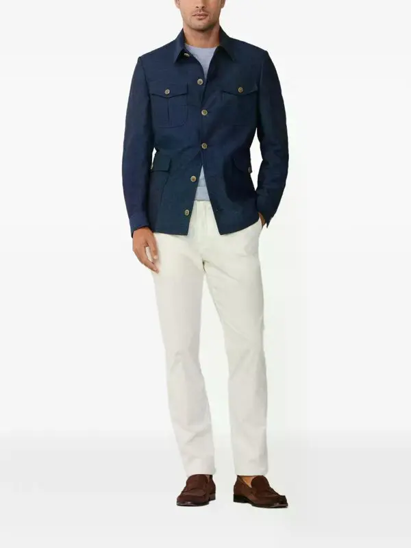 HACKETT LONDON Melange Chambray-linen Jacket