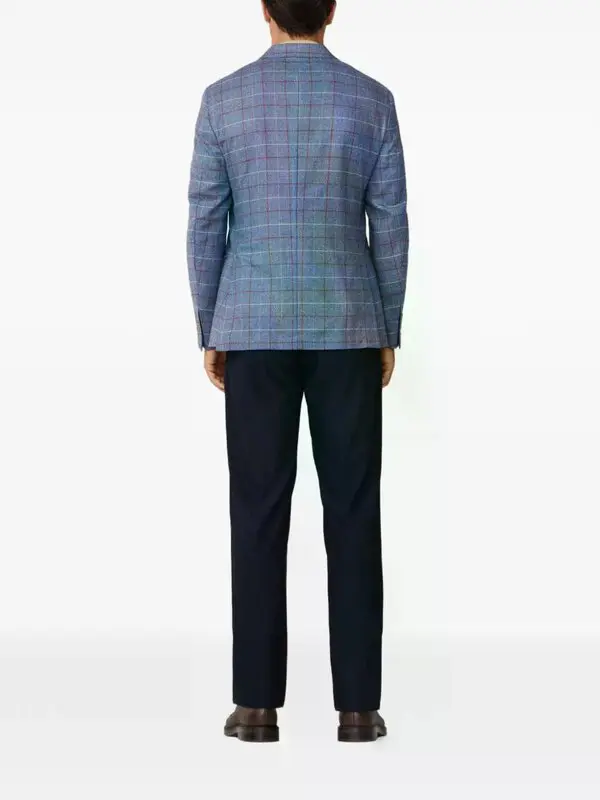 HACKETT  Tattersall-check Single-breasted Silk Blazer