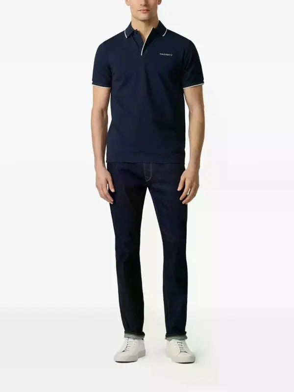 HACKETT LONDON Tipped-trim Embroidered Polo Shirt