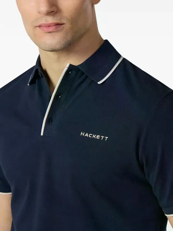 HACKETT LONDON Tipped-trim Embroidered Polo Shirt