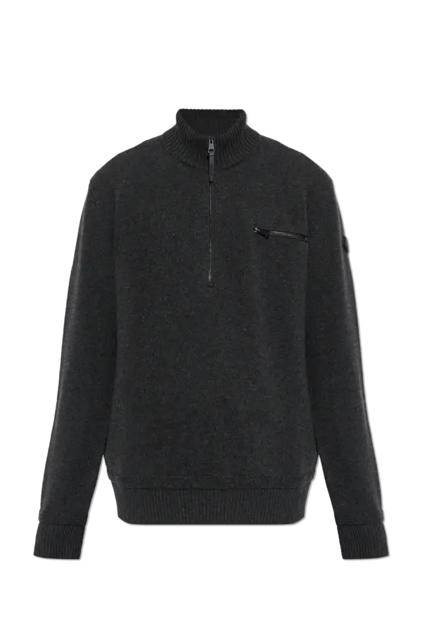 Moncler Wool Sweater With Pocket - Grey