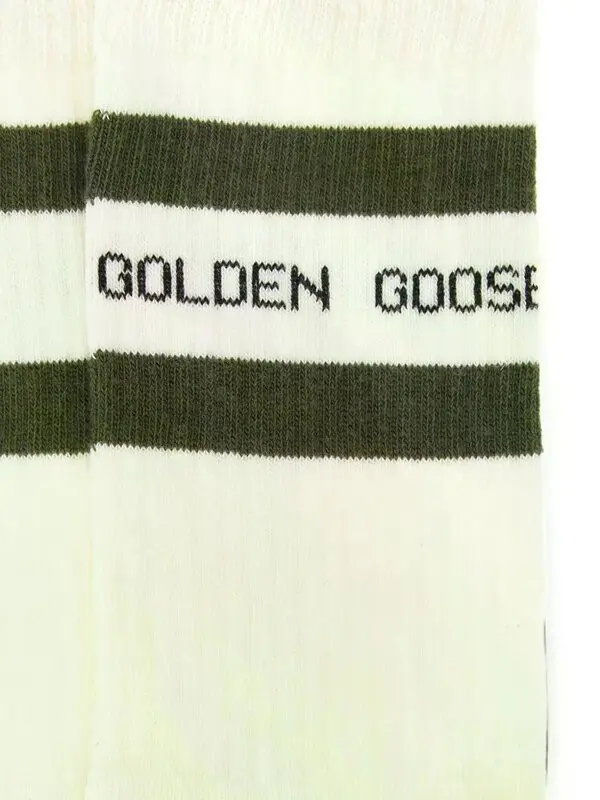 GOLDEN GOOSE Distressed-effect Logo-inlaid" Crew Socks