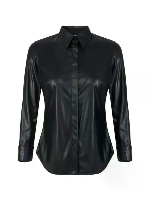 Elisabetta Franchi Logo Plaque Leather-effect Shirt - Black