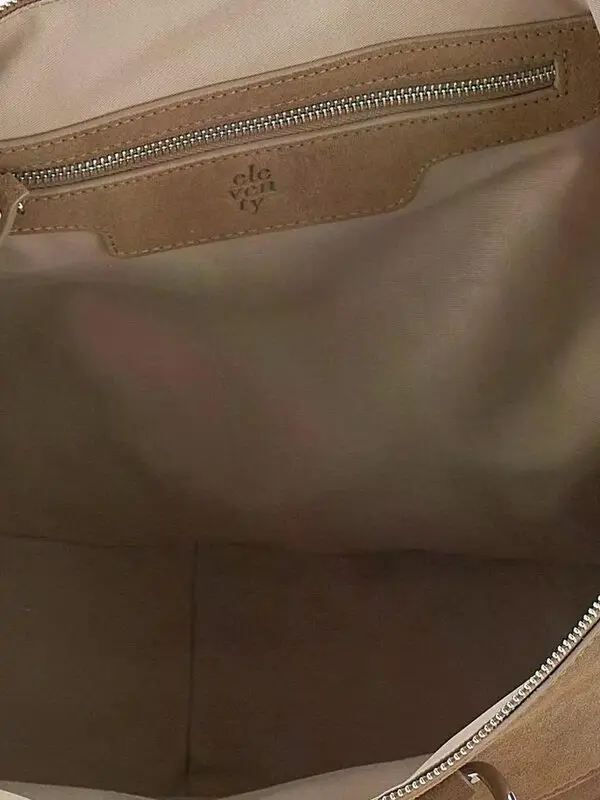 Eleventy Houndstooth Panel Suede Shoulder Bag