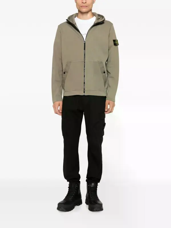Stone Island Logo Patch Zip-up Hoodie