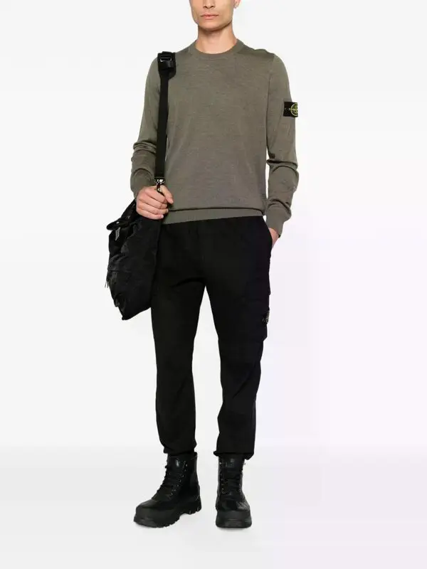 Stone Island Logo Patch Crew Neck Sweater - Green