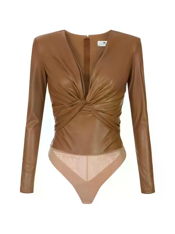 Elisabetta Franchi Bodysuit With Knot Detailing - Brown