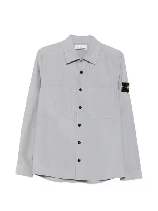 Stone Island Logo-patch Chest-pocket Shirt - Grey