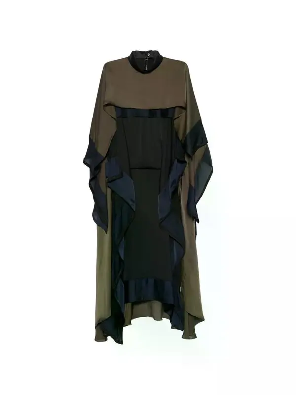 Sacai Asymmetric Layered Dress With Ruffled Detailing - Green