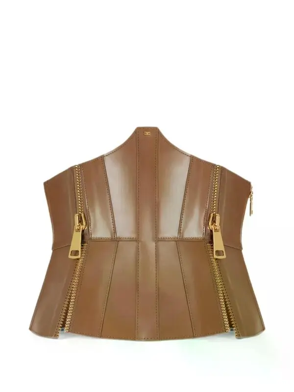 Elisabetta Franchi Bustier Belt With Zip - Brown