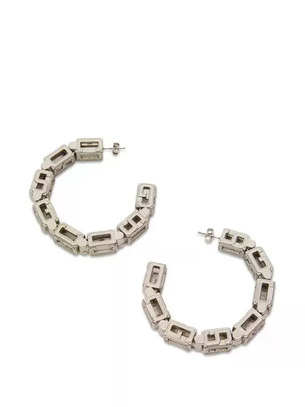 Gcds Cube Logo Half-hoop Earrings - Silver