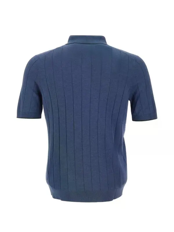GRAN SASSO Ribbed-knit Silk Polo Shirt