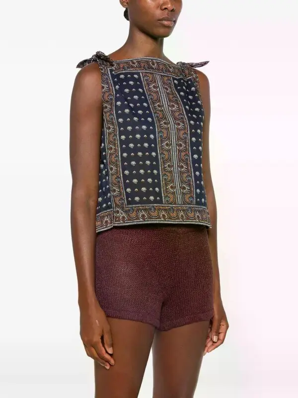 DÔEN Amalia Paisley-print Sleeveless Top - Blue