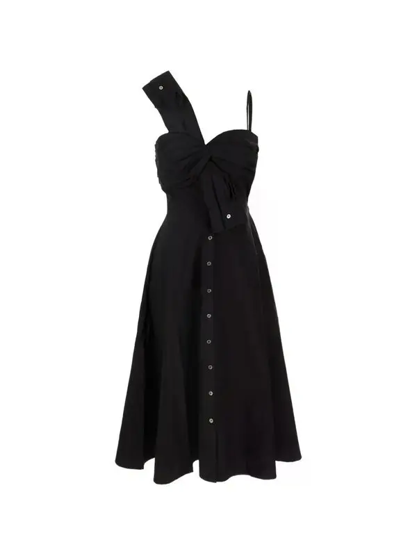 Viktor & Rolf Asymmetric-neckline Sleeveless Midi Dress