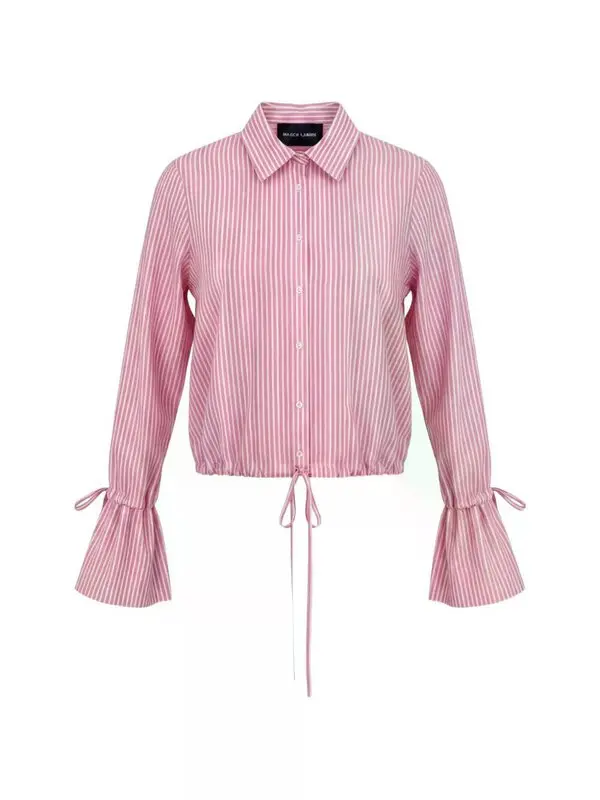 Black Label Striped Shirt With Drawstring Hem - Pink