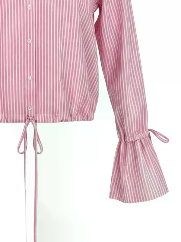 Black Label Striped Shirt With Drawstring Hem - Pink