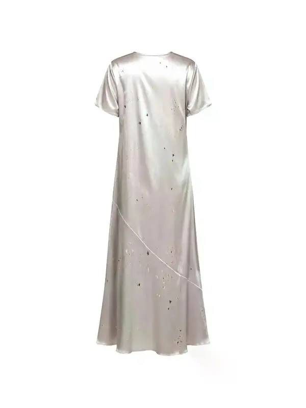 Max & Moi Satin Finish Paint-splatter Maxi Dress