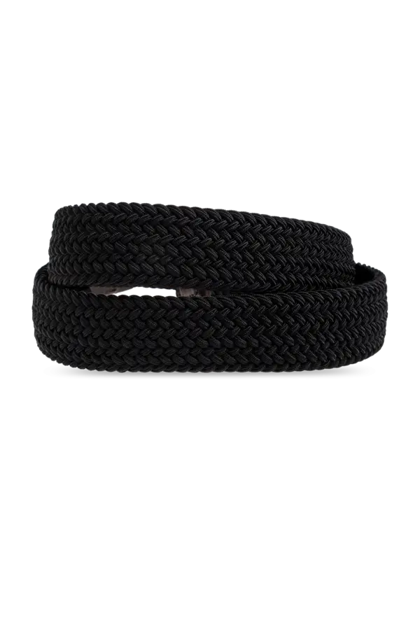 Paul & Shark Braided Woven Belt With Leather Trim And Logo Detail