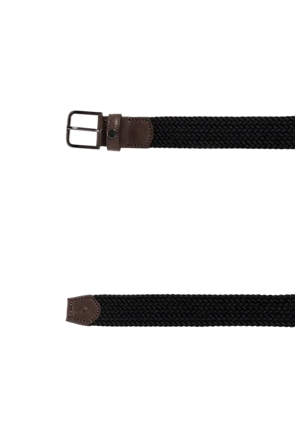 Paul & Shark Braided Woven Belt With Leather Trim And Logo Detail