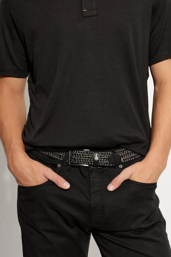 Paul & Shark Braided Textile Belt With Leather Trim