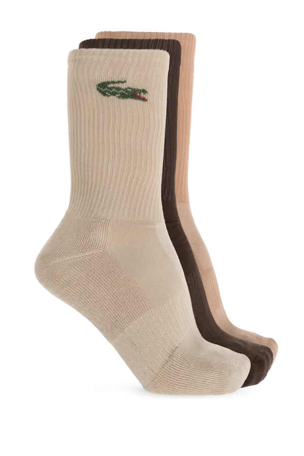 Lacoste Three-pack Crew Socks With Embroidered Logo - Multicolor