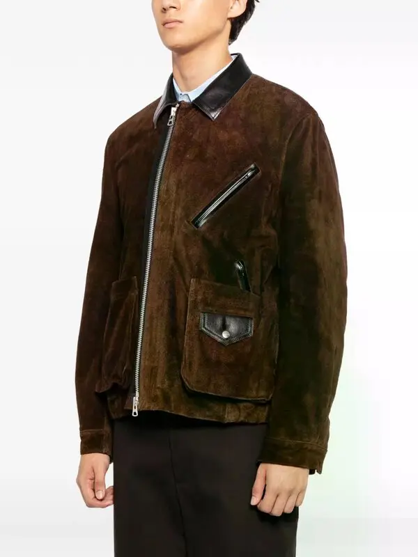 Sacai Suede Blouson With Leather Collar