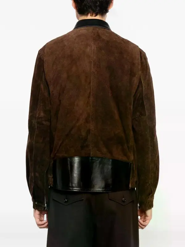 Sacai Suede Blouson With Leather Collar