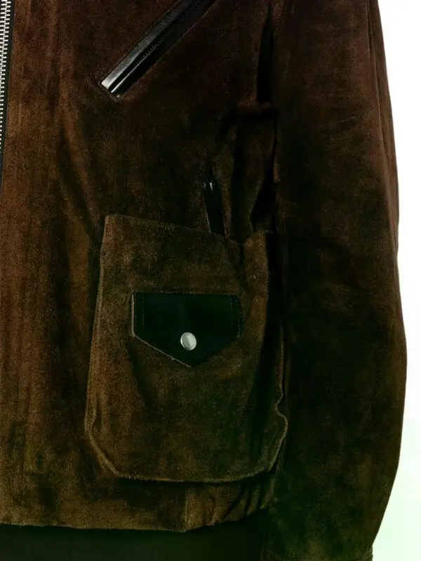 Sacai Suede Blouson With Leather Collar