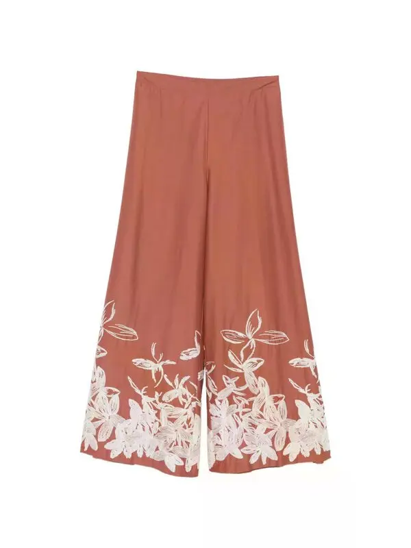 Liviana Conti Leaf-embroidered Trousers - Brown