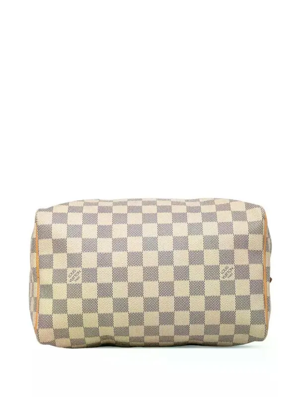 LOUIS VUITTON Damier Azur Speedy 25 Boston Bag - White