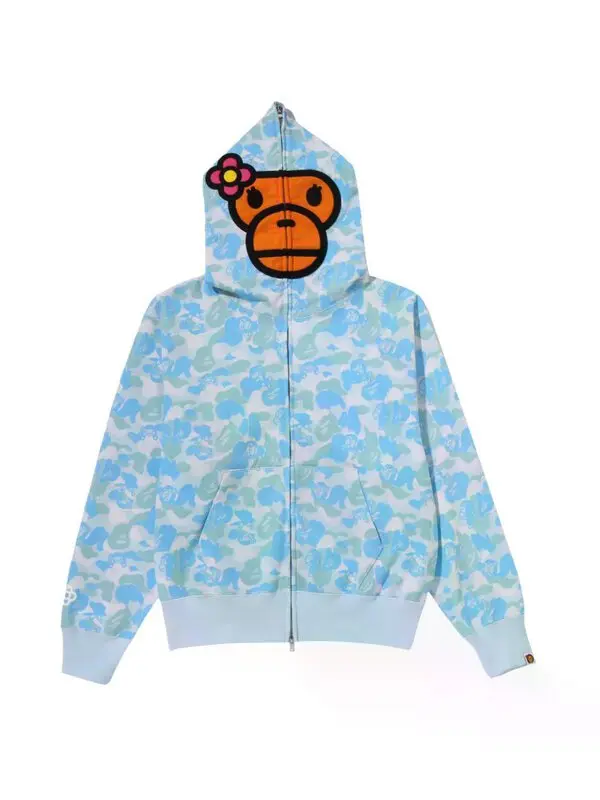 A BATHING APE Full Zip Camouflage Hoodie - Blue