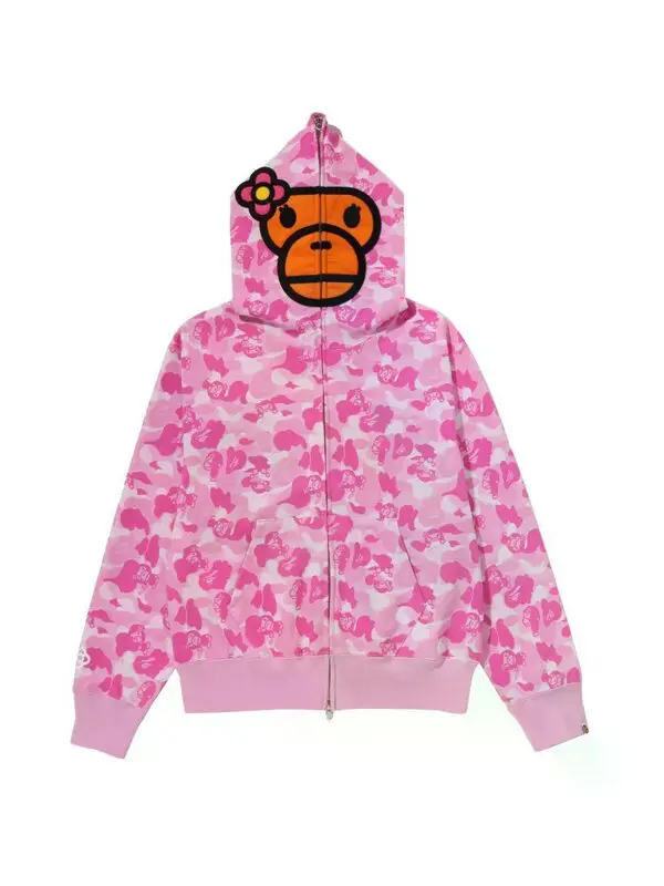 A BATHING APE Full Zip Camouflage Hoodie - Pink