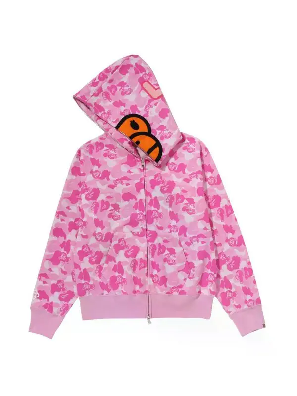A BATHING APE Full Zip Camouflage Hoodie - Pink
