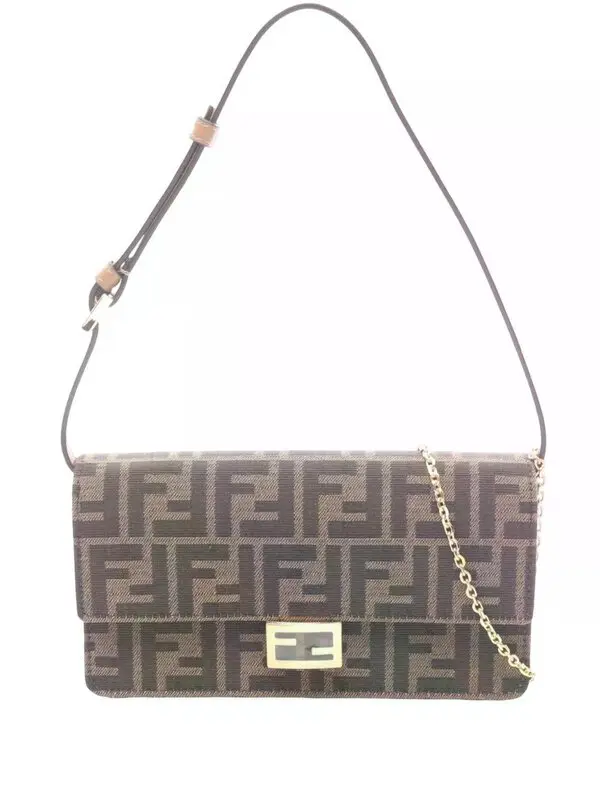Fendi Zucca Canvas Baguette Satchel - Brown