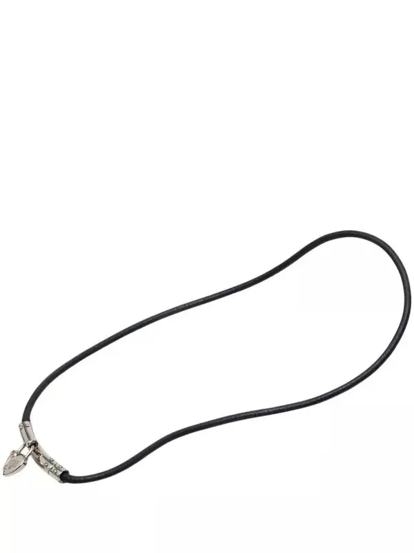 Hermès 2000-2026 Palladium Plated Vive L Idee Heart Padlock Choker Necklace Costume Necklace - Black