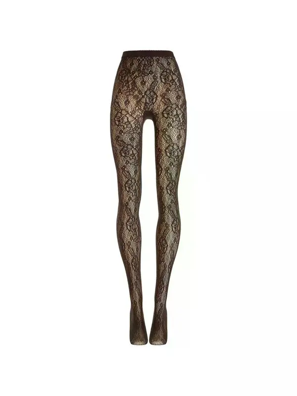 Wolford Floral Lace-mesh Tights - Brown