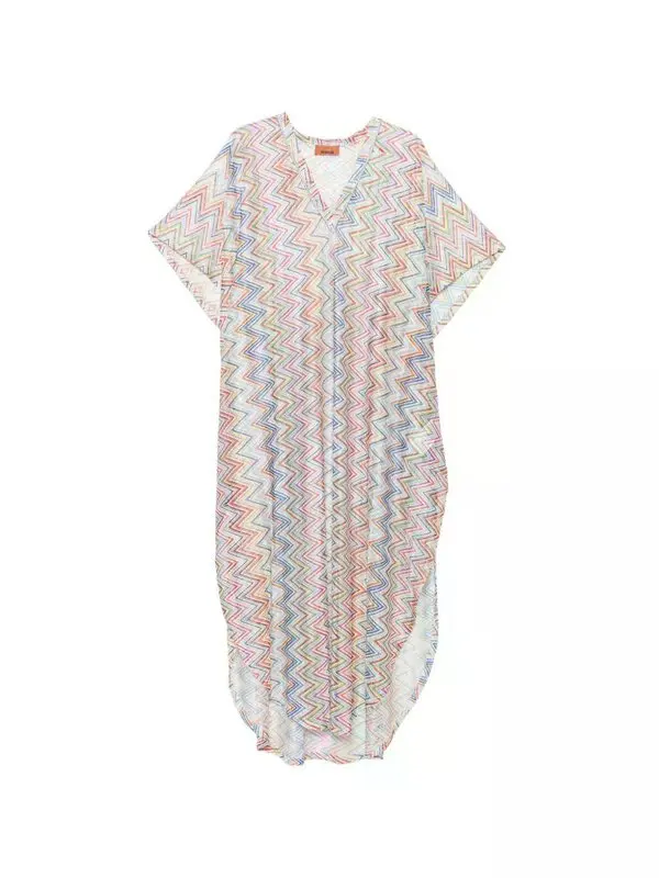 Missoni Zigzag Knit Maxi Kaftan Dress - Blue