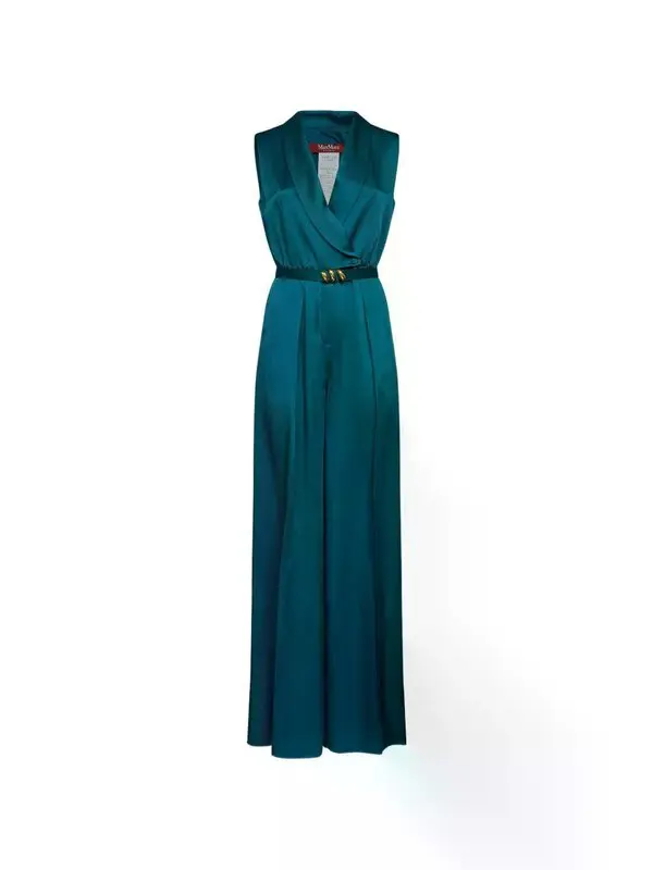 Max Mara Belted Satin Jumpsuit - Green